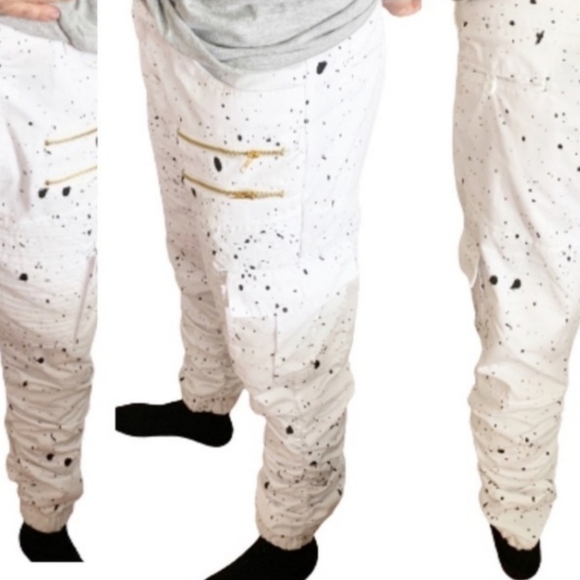 blac lacquer | Pants | Mens Paint Splatter Pants Scrunch Stretch Legs ...